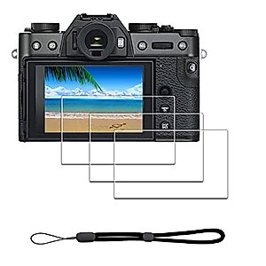 iDaPro Screen Protector for Fujifilm X-T30 II X-T30II Fuji X-T30 Mark II + Hand Lanyard [3+1 Pack] Tempered Glass Easy Installation