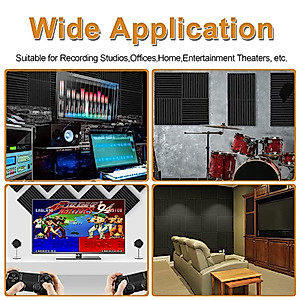 Frcevzoie 52 PACK Acoustic Foam Panels 12”×12”×1” Indoor Sound Insulation Board, Suitable for Sound Training Room, Anchor Room, Movie Theater and All Acoustic Improvement (Black/Green)