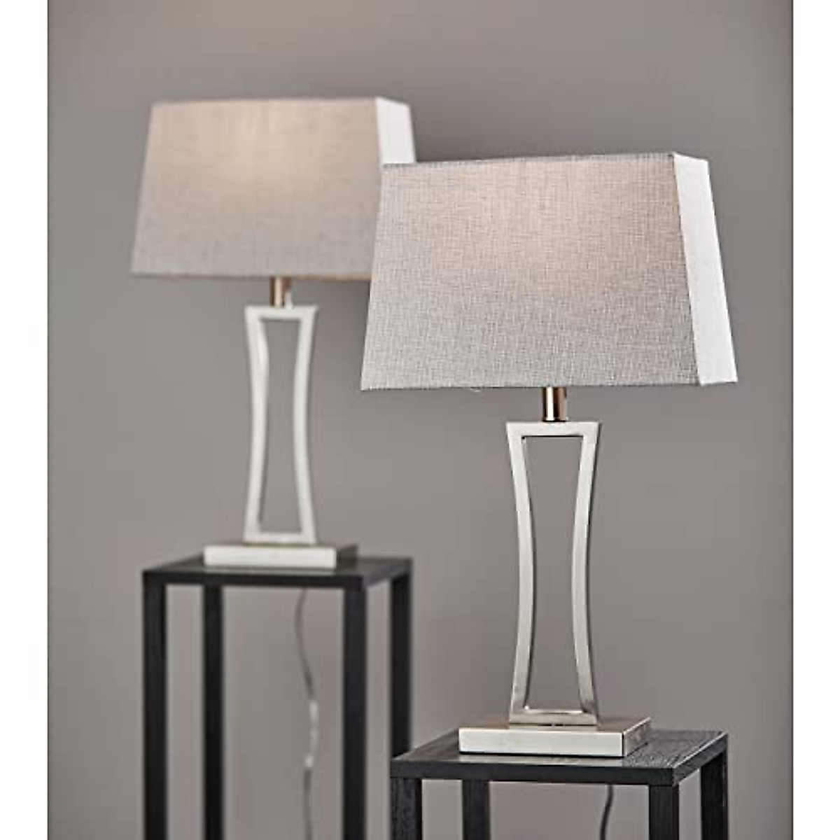 Adesso SL1151-22 Camila Table Lamp (Set of 2), 24.25in, 100W Type - A Bulb (Not Included), Brushed Steel, 2 Lamp Set