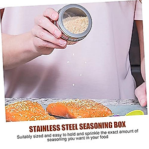 INOOMP 4pcs Stainless Steel Seasoning Jar Dispenser Container Magnetic Container Metal Container Metal Seasoning Shakers Rub Container Tins Stainless Steel Shaker Pepper Shakers Sugar Jar