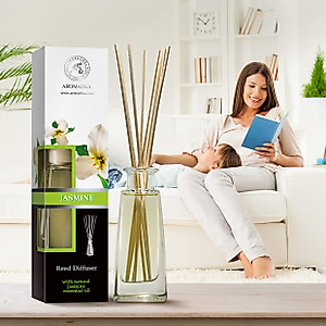 Jasmine Reed Diffuser 3.4 Fl Oz (100ml) - Home Fragrance - Air Freshener - Scented Diffuser - Gift - Spa - Home - Office - Boutique - Floral & Long Lasting Aroma - Aromatherapy