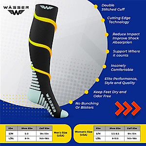 Wasser Gear Compression Socks for Nurses Men & Women - Fitness Travel Pregnancy Circulation
