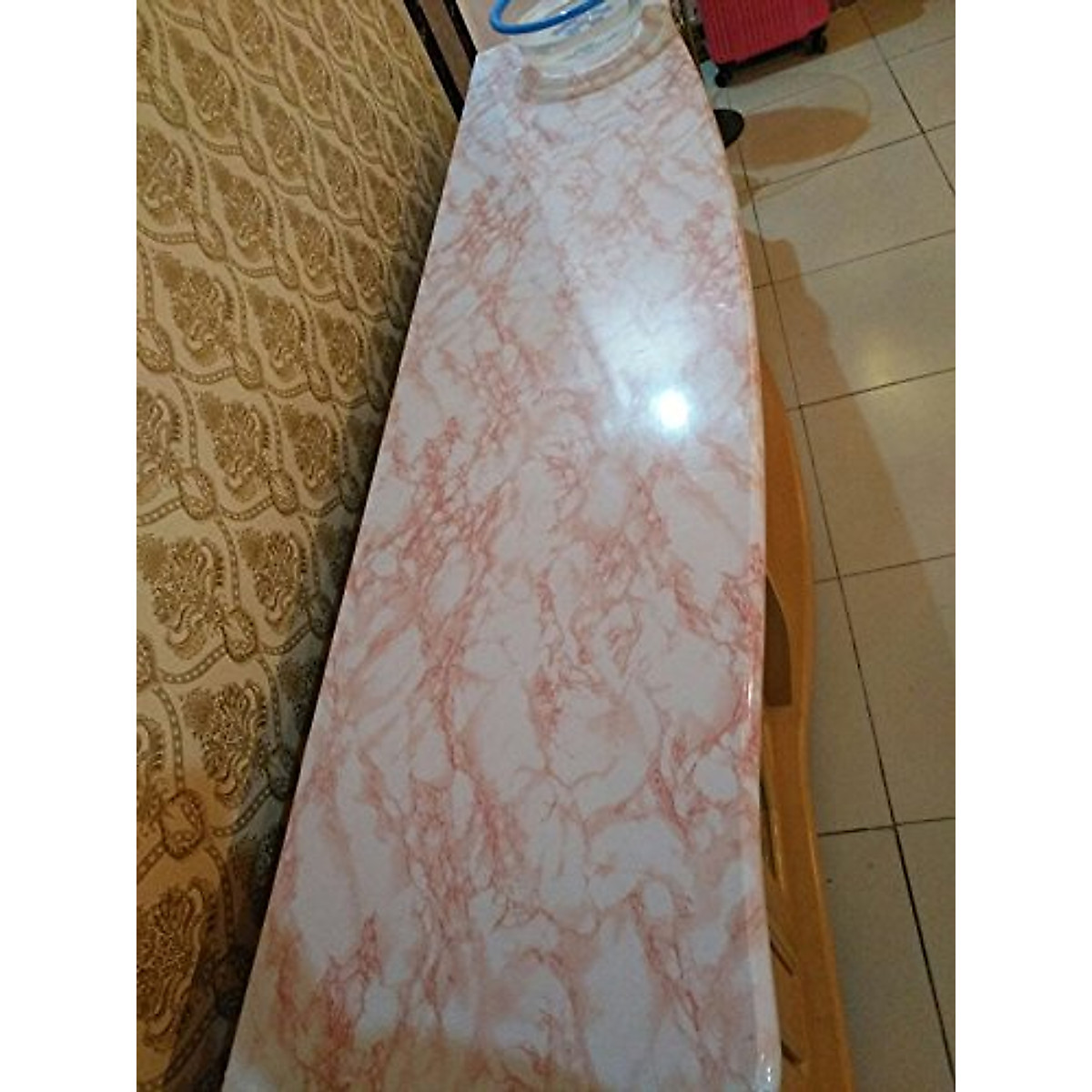 Moyishi Red Granite Look Marble Gloss Film Vinyl Self Adhesive Counter Top Peel and Stick Wall Decal 24''x79''