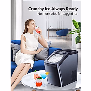 Nugget Ice Maker, YISUFO Ice Maker Countertop Pebble Ice Maker, 30lbs/Day, Self-Cleaning, 2 Ways Water Refill, Stainless Sonic Ice Maker Machine with 3Qt Water Reservoir, for Home Office Party Bar