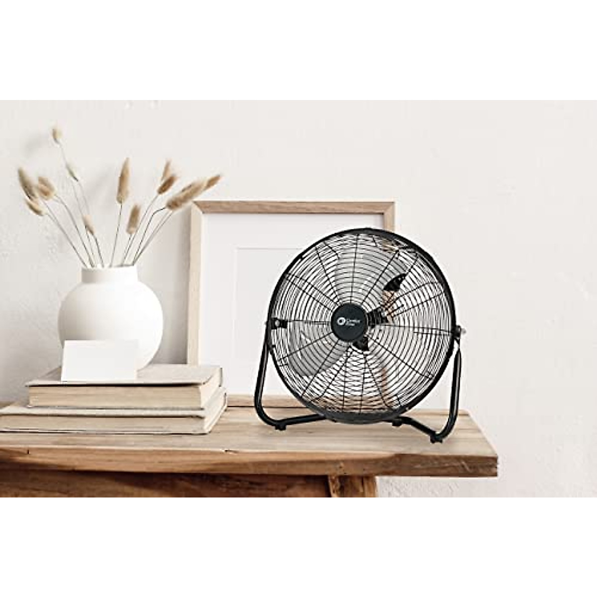 Comfort Zone CZHV12B 12” 3-Speed Cradle/Floor Fan with 180-Degree Adjustable Tilt, All-Metal Construction, Rubber Feet, and Carry Handle, Black