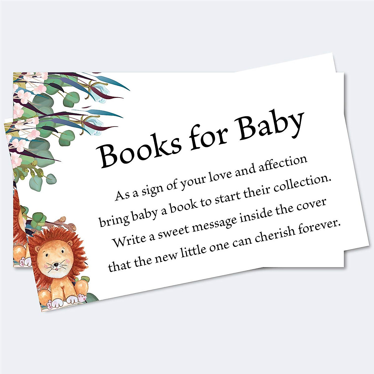 Set of 50 Safari Theme Books for Baby Shower Request Cards, Baby Shower Book Request Card, Jungle Theme Baby Shower Invitations