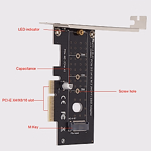 Zyyini Nvme M.2 to Pcie3.0 4X High-Speed Expansion Adapter Card M Key Ngff Ssd Conversion Card，Fast Heat Dissipation， Supports 2280, 2260, 2242, 2230 Solid State Drives(X4)