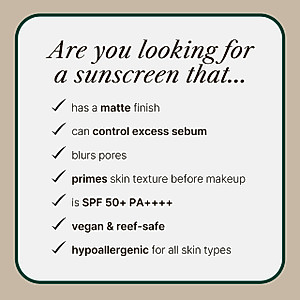 MAKEPREM No Sebum Sun Cream UV Defense SPF 50+ PA++++ Reef-safe, Ocean Friendly Sunscreen Sunblock - 1.7 Fl Oz, UV Protection Non-nano