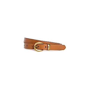 Madewell Women's Chunky Buckle Skinny Leather Belt, Desert Camel, Tan, S