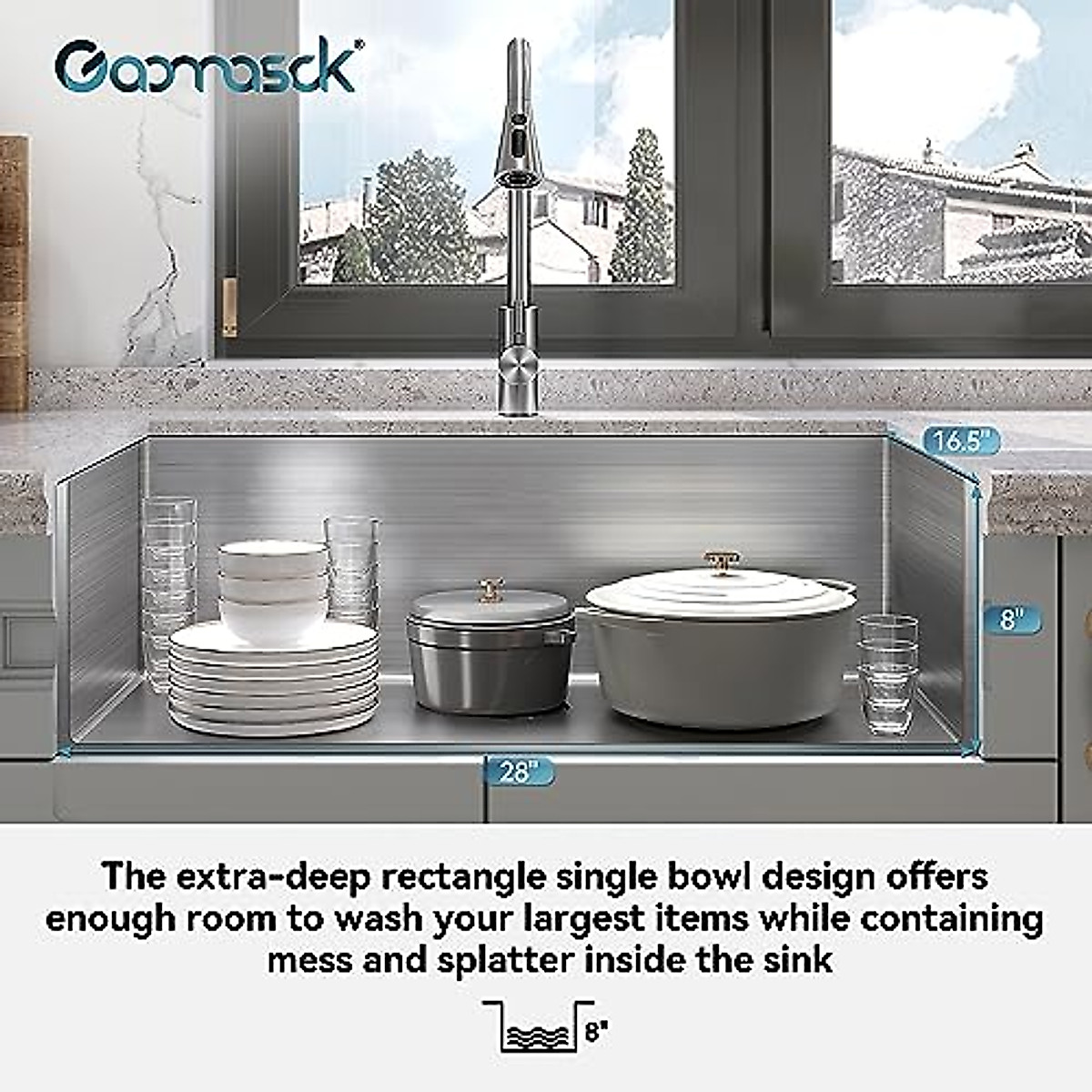 Gaomasck Nano Kitchen Sink,30 Inch Single Bowl Workstation Sink,Undermount Kitchen Sink,Stainless Steel Kitchen Sink with Strainer & Roll-Up Drying Rack,16 Gauge
