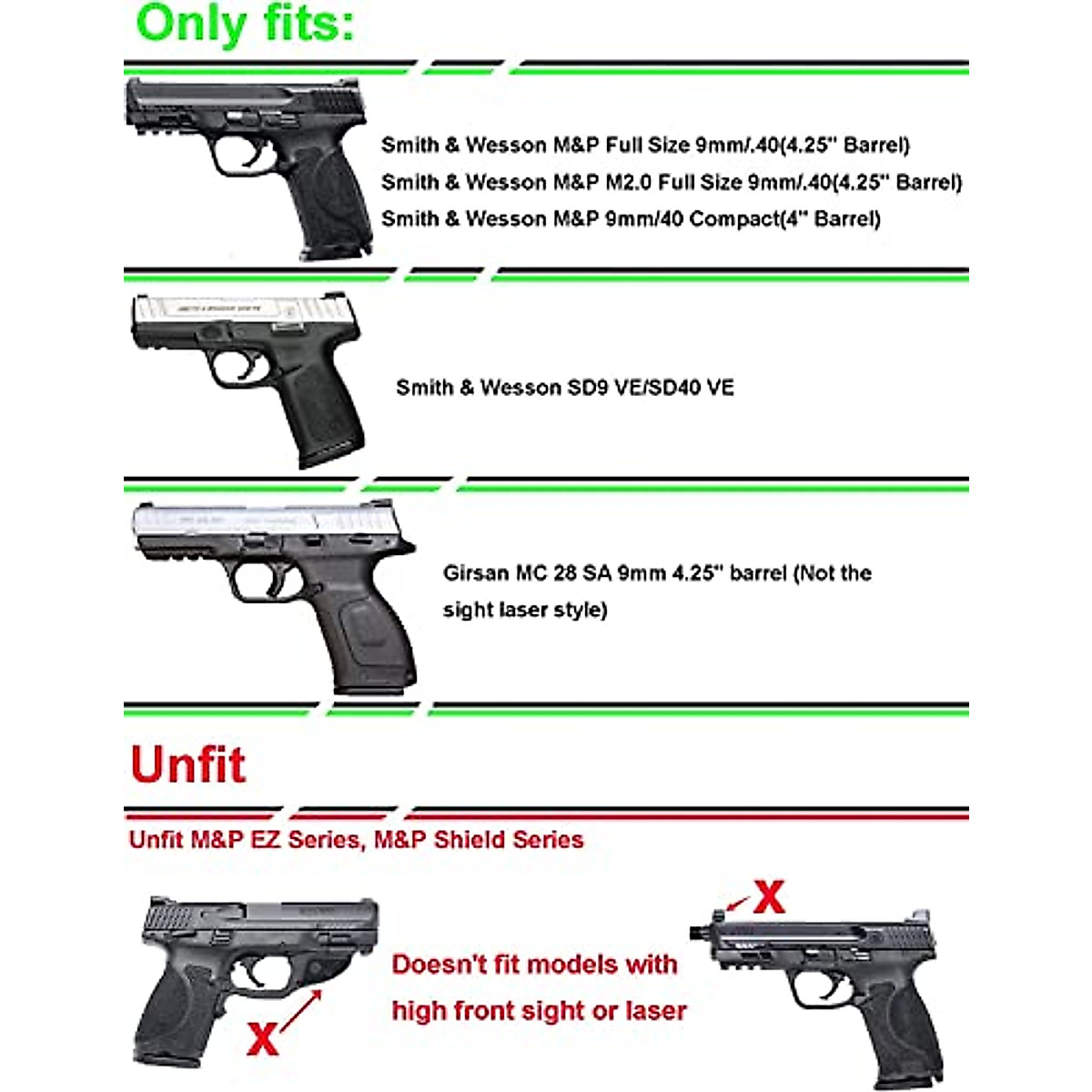 OWB M P 2.0 9mm Holster Compatible for S&W M&P 2.0 9mm/40, S&W SD40VE, S&W SD9VE, Smith & Wesson M&P 9mm(Not Shield), Adjustable Paddle Gun Holster,Quick Release - Right Handed