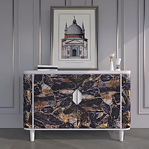 XRUIBZI Blue Marble Wallpaper Peel and Stick 35.4'' x196'' Marble Contact Paper Countertop Peel and Stick Waterproof Blue Self Adhesive Removable Wall Paper Cabinet Covering for Kitchen Home Décor