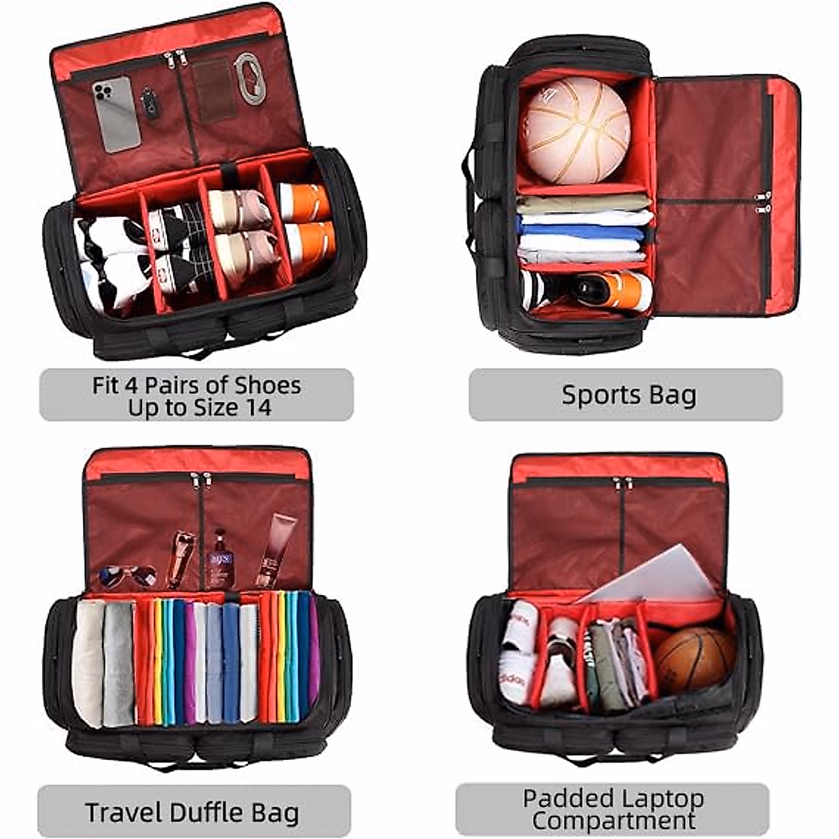 Sneaker Bag Travel Shoes Duffel Bags Men Women Gym Sports Luggage Duffle Carrying Case Bag with Divider Adjustable Compartment Portable Soccer Athletic Shoes Carrier Heavy Duty Traveling Accessories