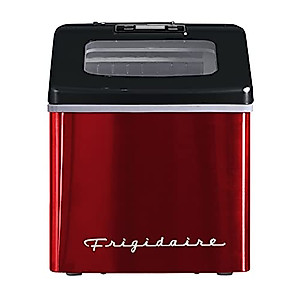 Frigidaire EFIC452-SSRED XL Maker, Makes 40 Lbs. of Clear Square Ice Cubes A Day, Stainless, Red Steel