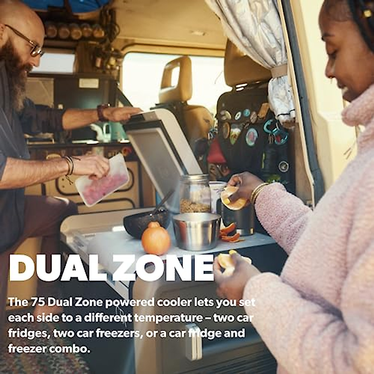 DOMETIC CFX3 75-Liter Dual Zone Portable Refrigerator and Freezer, Powered by AC/DC or Solar…