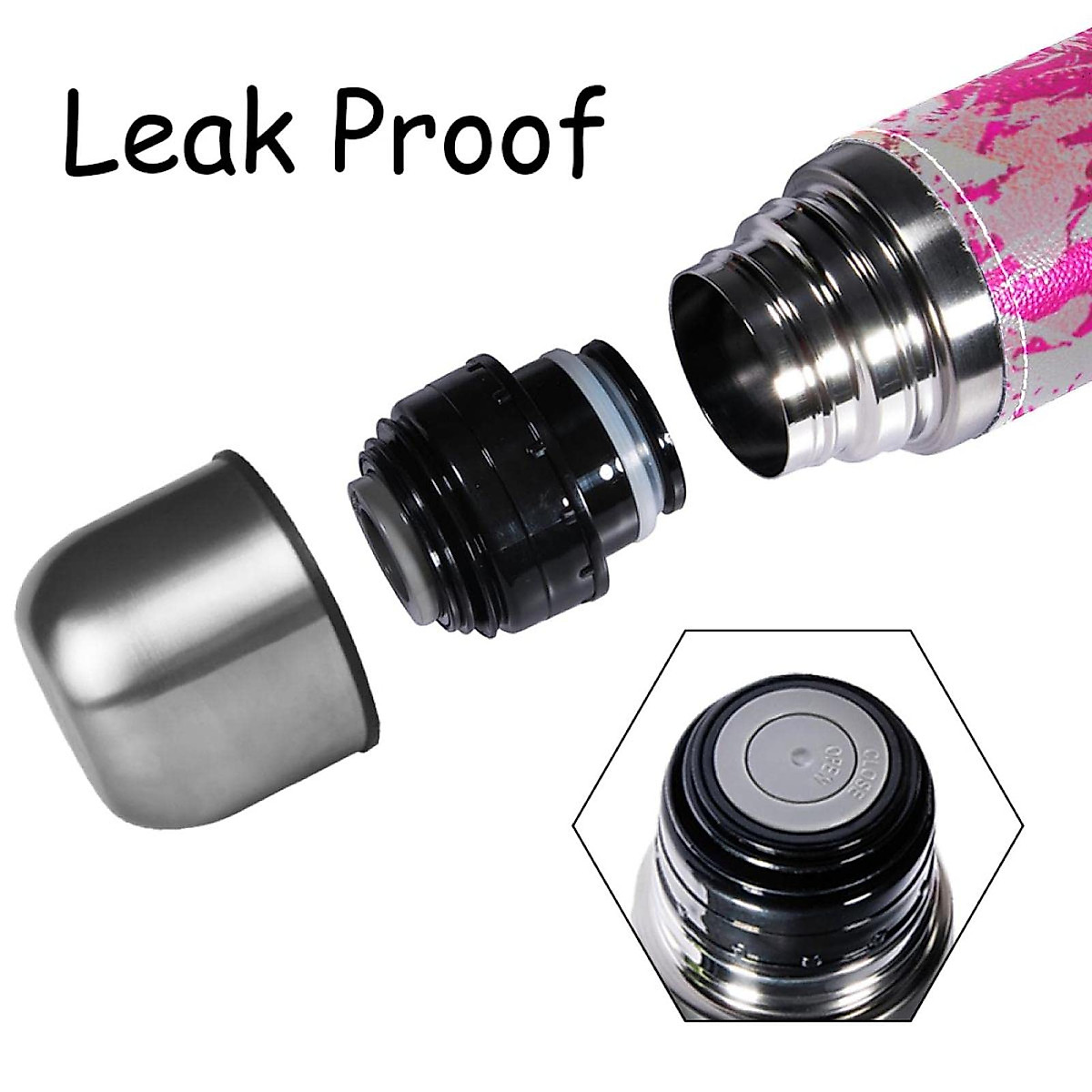 Stainless Steel Leather Vacuum Insulated Mug Vintage Thermos Water Bottle for Hot and Cold Drinks Kids Adults 16 Oz