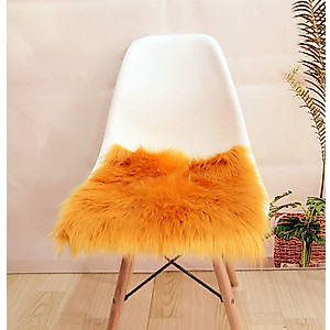 Soft Sofa Chair Cover Seat Cushion Pad for Bedroom,Fluffy Rug for Children's Room, Dog/Cat Bed Mat Gold,16x16 Inch