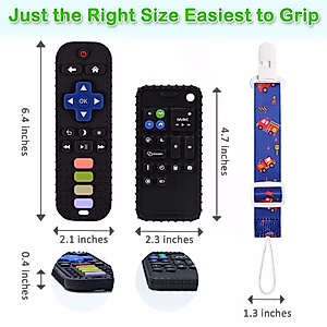 Andywoo Teething Toys for Babies 0-6 Months 6-12 Months, Baby Teething Remote Control Teether Toys, Cell Phone Teether for Babies, Chew Toy for Baby, Silicone Sensory Baby Teethers Toys - Black