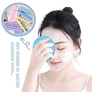 48 Pieces Compressed Facial Sponge for Estheticians Face Sponges for Cleansing, Professional Makeup Removal Sponge Pads Round Facial Sponges (Pink, Yellow, Blue, Purple)