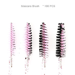 i-Laesh 100 Pcs Disposable Eyelash Brushes, Mascara Wands, Spoolies for Eyelash Extensions, Spoolie Eyebrow Brow Makeup Supplies Kit Glitter Applicator Tool Accessories Bristle (Crystal Pink)