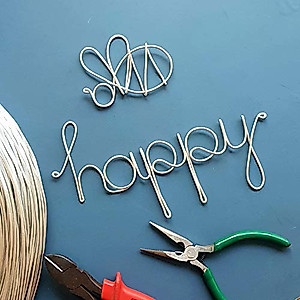 Camellia Bees Bee Happy Wire Wall Art - Bumble Bee Wall Decor - Wire Art - Wire Words - Bee Gift - Bedroom Inspo - Wire Sign (Silver)