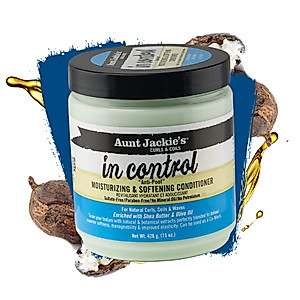 Aunt Jackie's Curls and Coils In Control Anti-Poof Moisturizing and Softening Hair Conditioner for Natual Curls, Enriched with shea Butter, 18 oz