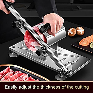 Manual Frozen Meat Slicer - Stainless Steel Meat Cutter Beef Mutton Roll Bacon Cheese Vegetable Food Sheet Slicing Machine for Home Cooking and Commercial Cooking(20 Bags)