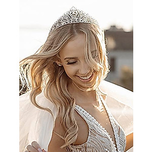 SWEETV Anastasia Tiaras and Crowns for Women, Wedding Tiara for Bride, Rhinestone Queen Crown, Silver Crystal Princess Headpieces for Prom Costume Party