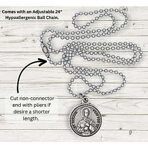Saint Gerard Necklace Patron Saint of Fertility & Pregnancy Catholic Jewelry - Silver Oxidized Round 7/8" St Gerard Medal with 24" Adjustable Hypoallergenic Ball Chain - Made in Italy