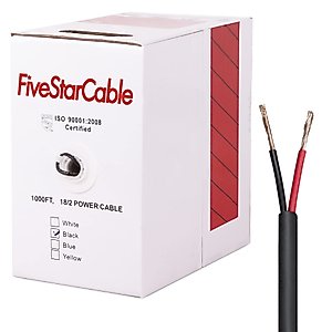 FiveStarCable 18/2 Power Cable 1000 ft 18-2 Gauge Security/Alarm/Audio/Control Low Voltage Cable Wire 18 AWG