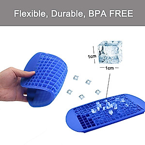 Silicone Mini Ice Cube Trays 2 Pack, 160 Small Ice Cube Molds Easy Release Crushed Ice Cube for Chilling Whiskey Cocktail, BPA Free Flexible Stackable and Durable Soft Mold Storage Containers