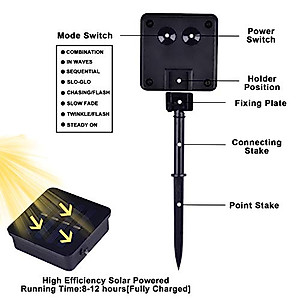 SPRKLINLIN 2 Pack 100 LED Solar Power Fairy Lights, 33FT Outdoor Fairy Lights Waterproof Copper Wire 8 Modes Fairy Lights for Garden, Patio, Wedding, Party, Christmas, Home (White)