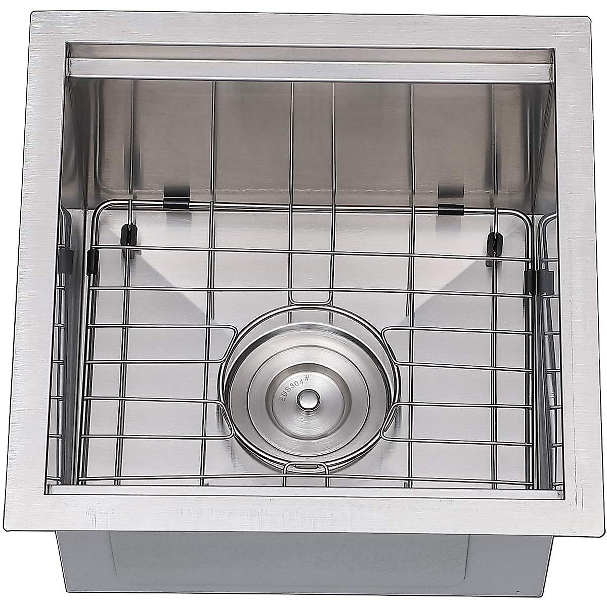 KINGO HOME 15x15 Inch Stainless Steel Small Undermount Bar Sink, Prep Sink Workstation Drop In RV Bar Sink 16 Gauge Ledge Kitchen Single Bowl Kitchen Wet Bar with Accessories