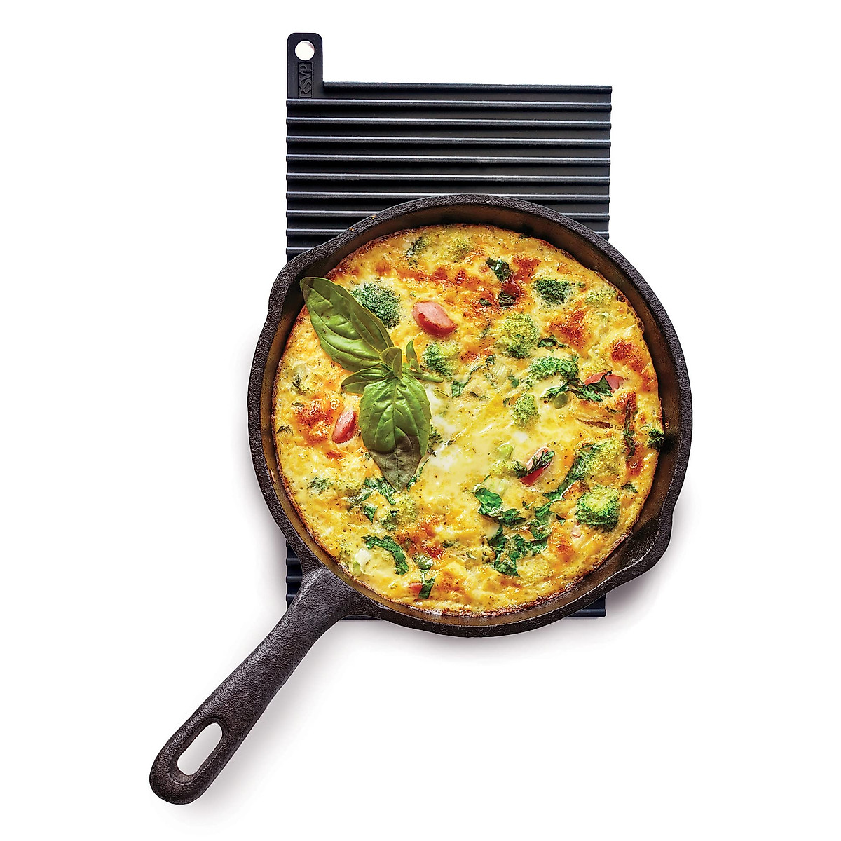 RSVP International Silicone Dual Use Sink Mat/Hot Pad, 12x7", Black