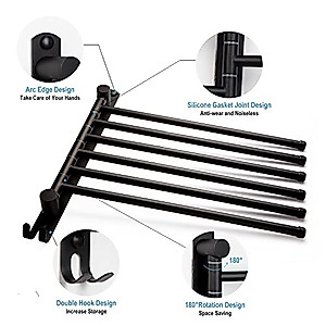 SCDGRW Swivel Towel bar Stainless Steel Bathroom Swing Towel Rack with Hook- Wall Mounted Towel Holder Storage Organizer for Bathroom Kitchen