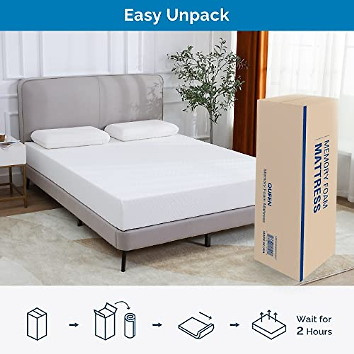 IULULU Memory Foam Mattress 10 Inch Full Size, Medium Firmness Mattress with Fabric Cover, Gel Foam Infused, CertiPUR-US Certified, Suitable for College Dorm, White (CJ-M10-F)