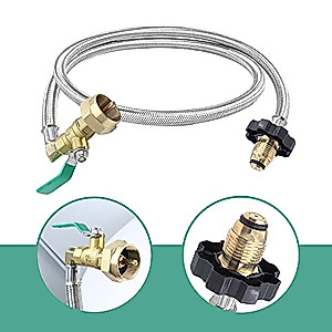 MOFLAME Propane Refill Adapter for 1 lb. Tanks，3 FT High Pressure Stainless Steel Braided Extension Hose，Propane Tank Refill Adapter with On-Off Control Valve for 1 LB Propane Gas Tank