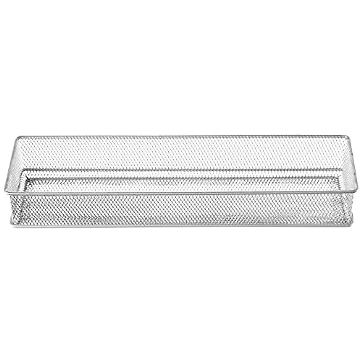 Ybm Home Silver Mesh Drawer Cabinet and or Shelf Organizer Bin, School Supply Holder Office Desktop Organizer Basket 1592 (3x12)