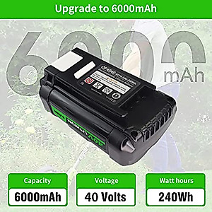 Shyarweyy 40V 6.0Ah Lithium-Ion Replacement Battery for Ryobi OP4040 OP4020 OP406A OP4060 OP40602 OP4050A RY40202 RY40402A RY40502A RY40601A OP401 ZROP401 for RYOBI 40V Batteries