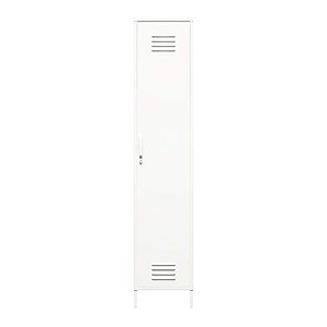 REALROOMS Shadwick 1 Door Tall Single Metal Locker Style Storage Cabinet, Soft White