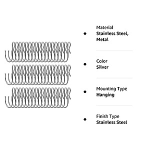 Funrous S Shaped Metal Hooks Clip, S Shaped Hooks Stainless Steel Metal Hangers, Suitable for Indoor and Outdoor, Bathroom, Kitchen Lights, Hanging Hooks for DIY Crafts, Key Chain, Silver (80 Pieces)