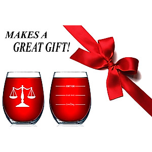 Lawyer Gifts – (2 Sided) Funny Unique Novelty Stemless Wine Glass Birthday or Christmas Gifts For Paralegal, Attorney, Legal Assistant, or Law Student - Lawyer Gifts For Women & Men