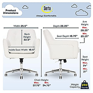 Serta Style Ashland Home Office Chair, Clean White Bonded Leather