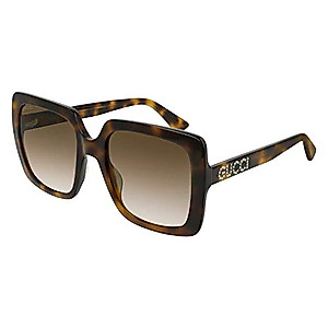 Gucci GG0418S 003 54M Havana/Brown Gradient Square Sunglasses For Women + BUNDLE with Designer iWear Complimentary Eyewear Care Kit
