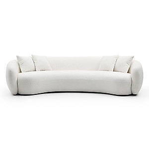 kevinplus 101'' White Curved Sofa Boucle Cloud Couch for Living Room, Modern Luxury Contemporary Upholstered Sectional Sofa Couch for Home Apartment Office Studio, White