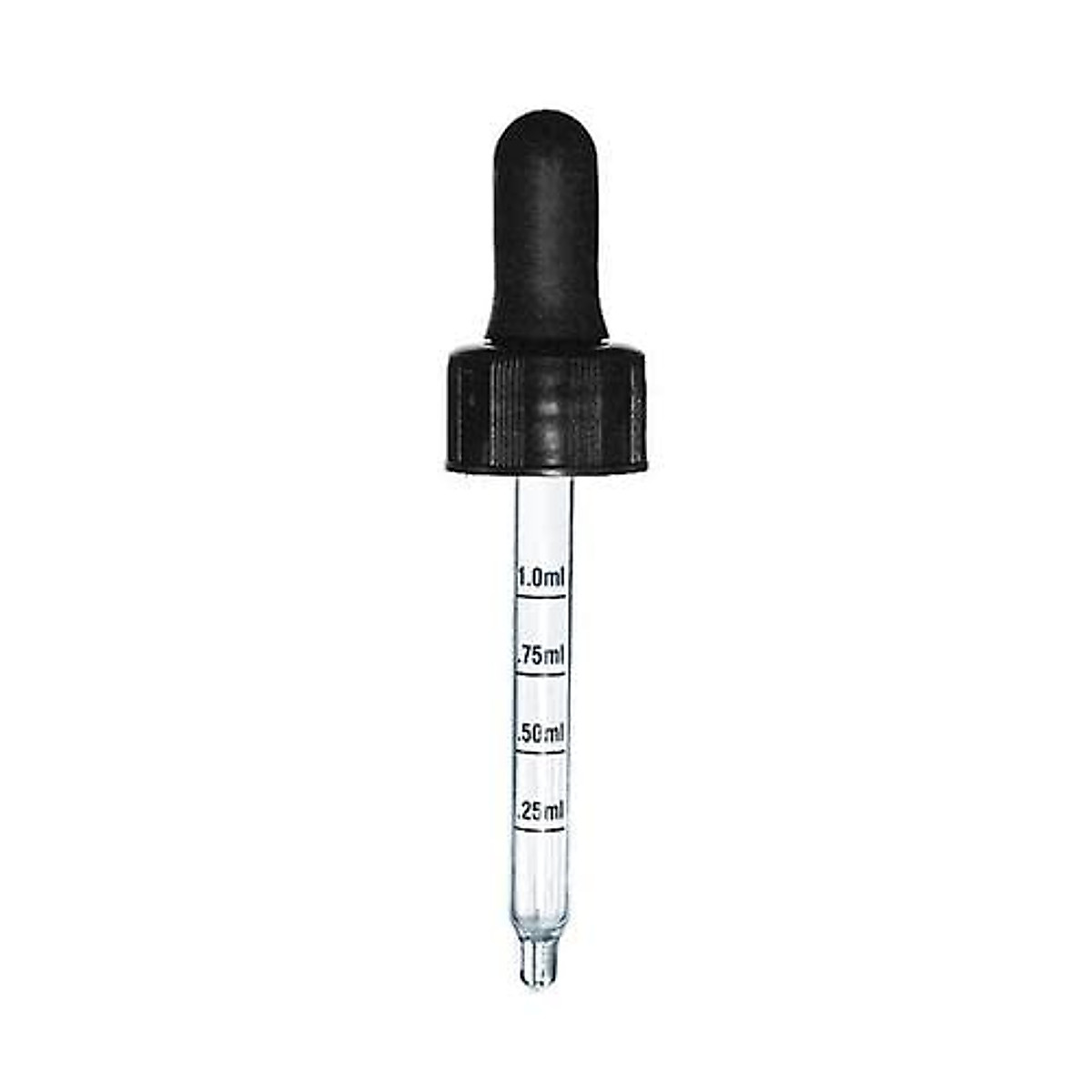 NuVape.net Graduated Measurement Marked Glass Dropper Closure Black (for 1 oz Boston Round Bottles) (Large Bulb for Full Draw)(10 - Pack)