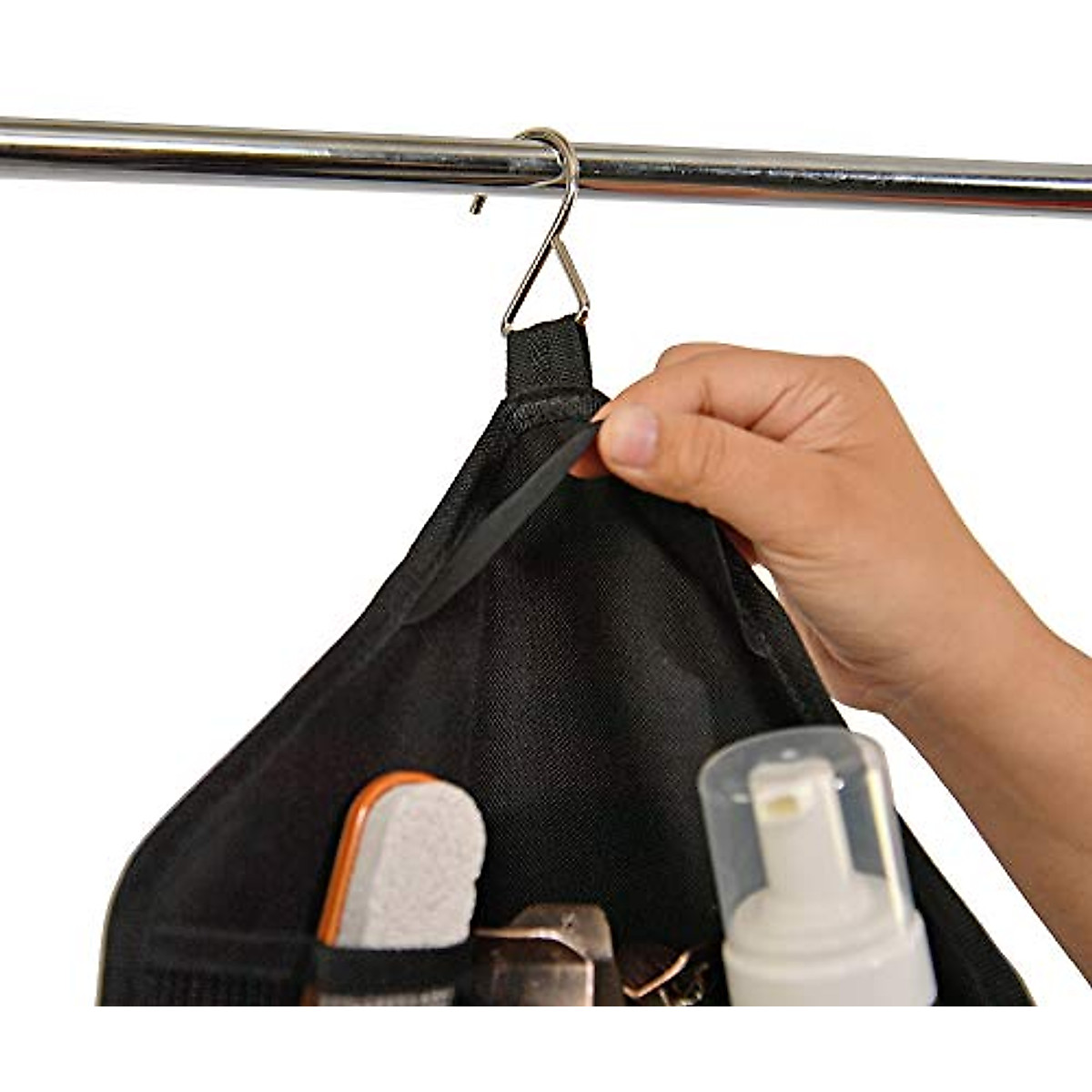 Home-X Hanging Mesh Pockets Organizer-Over the Door Hook-Shampoo Shower Organizer-Closet Caddy-6 Pockets House Organization and Storage-Black