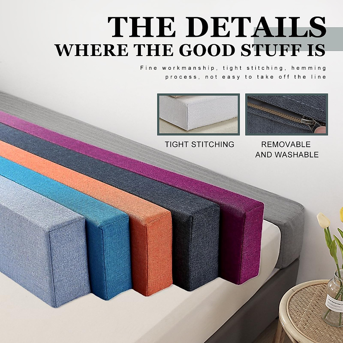 WUIOYNF Mattress Extender, Bed Space/Gap Filler for Full/Twin/Queen/Cal King/King Bed, Headboard Pillow Between Mattress or Wall, High-Density Sponge with Removable Cover(Light Grey-60 * 2 * 6in)