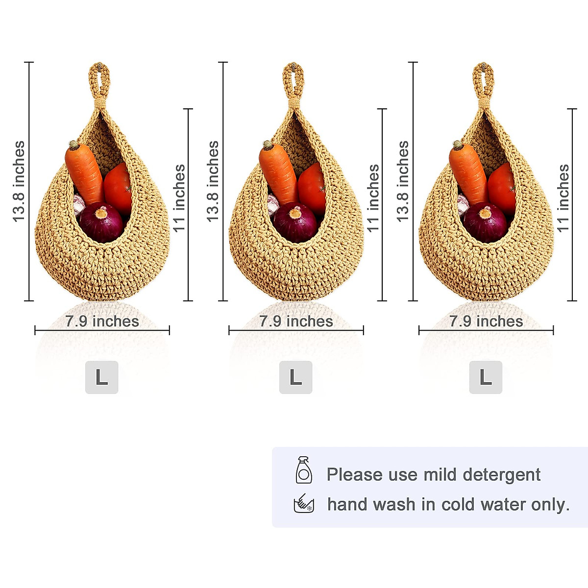 Wall Hanging Fruit Storage Basket: Jute Hanger Vegetable Baskets For Boho Kitchen Small Large Woven Hang Basket Pantry Wicker Produce Storage Bag For Onion Potato Garlic Veggie Banana Plant