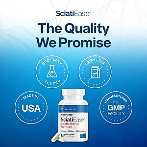 SciatiEase Sciatic Nerve Health Support Supplement - Nerve Support Formula with AlphaPalm, Pea, Vitamin B Complex, Alpha Lipoic Acid 300mg - 120 Capsules